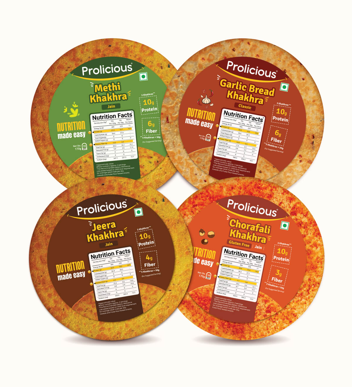 Buy Best Seller Khakhra Combo with High Protein & Fiber - Prolicious