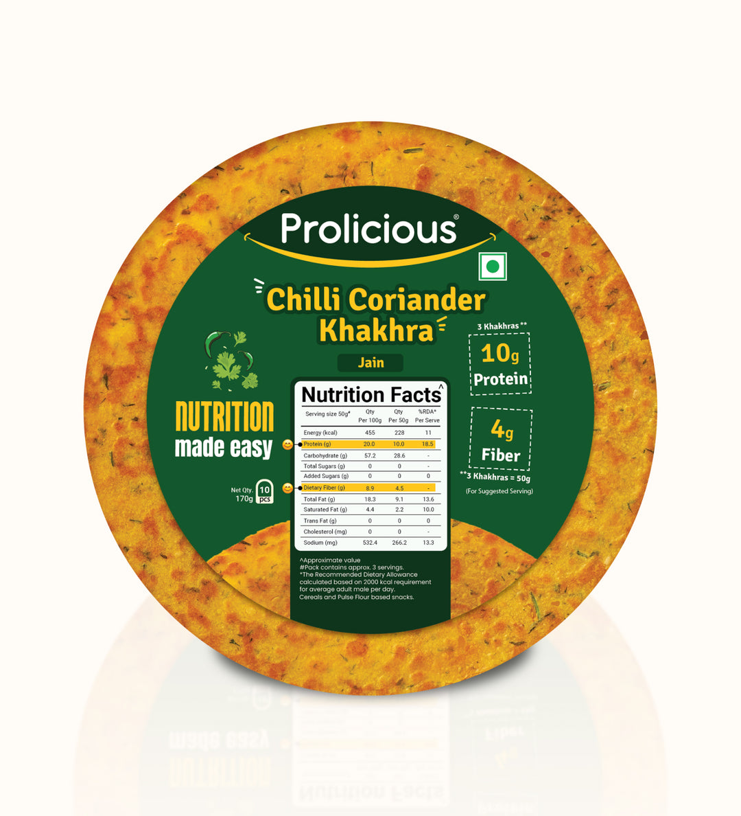 Buy Prolicious Chilli Coriander Khakhra- High Protein | High Fiber