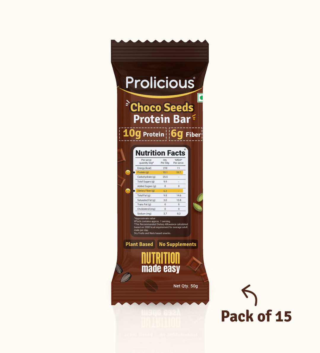 Prolicious Choco Seeds Bar with High Protein & Fiber