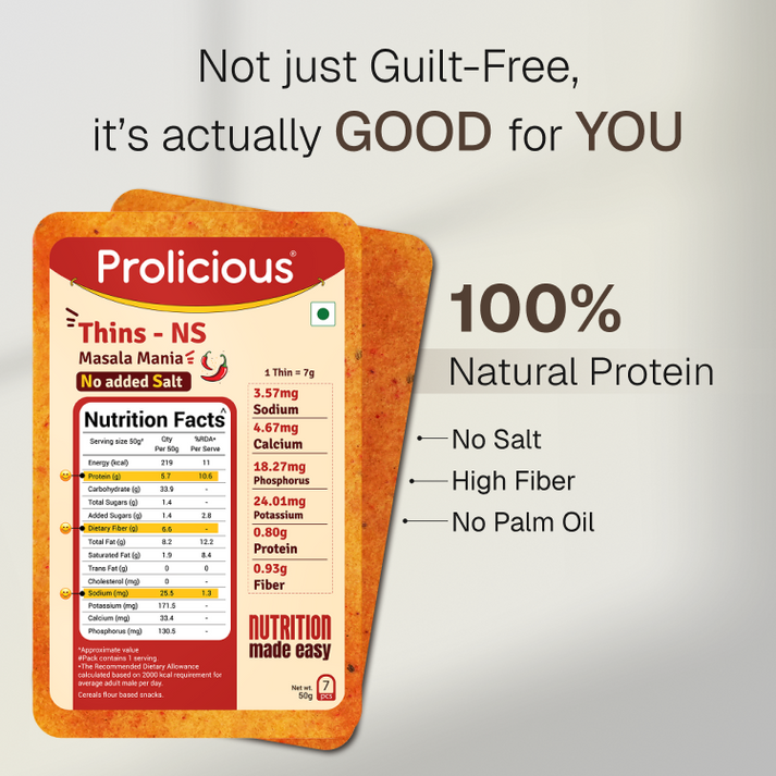 No Salt Garlic Jeera Thins with Low Sodium - Prolicious
