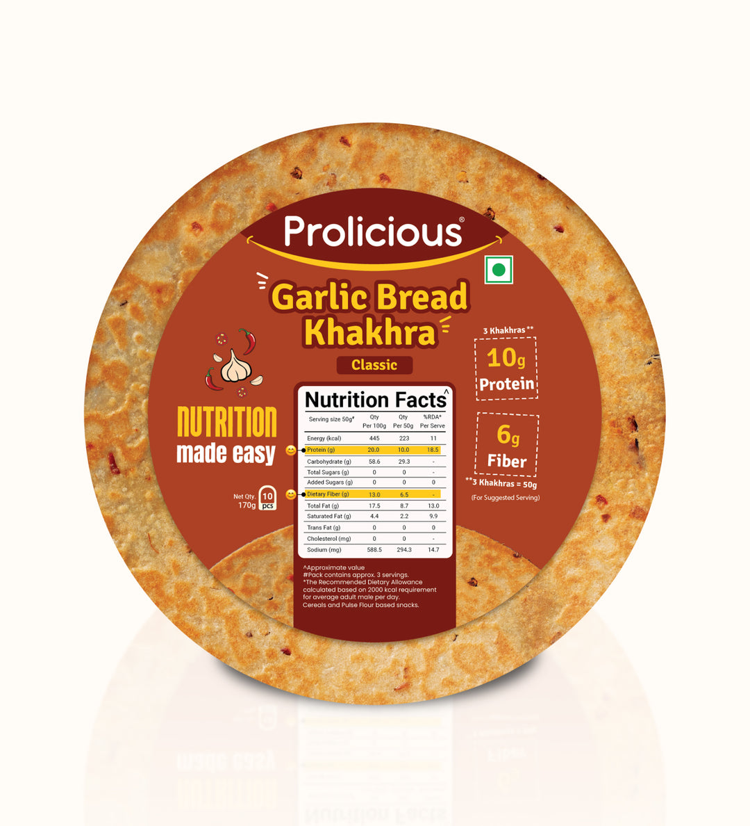 Buy Prolicious Garlic Bread Khakhra- High Protein | High Fiber