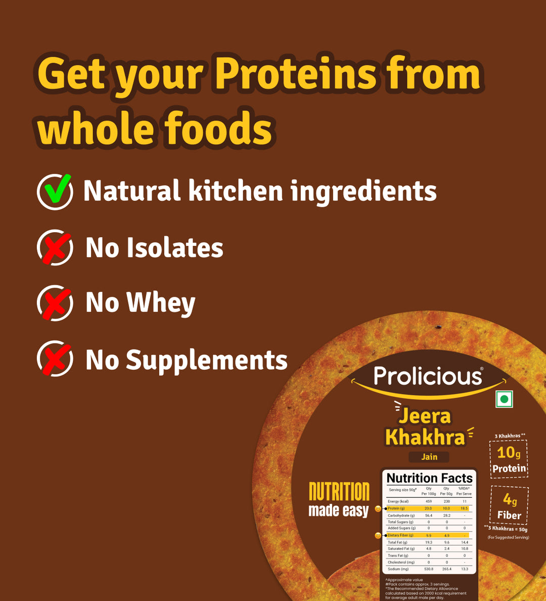 Buy Prolicious Jeera Khakhra- High Protein | High Fiber