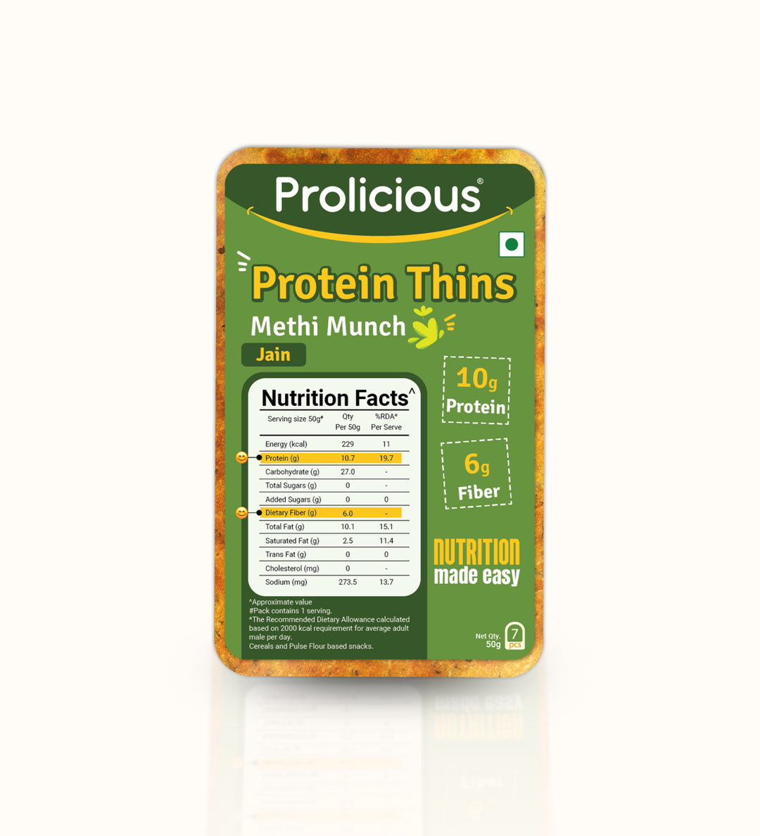 Buy Methi Thins with High Protein & Fiber - Prolicious