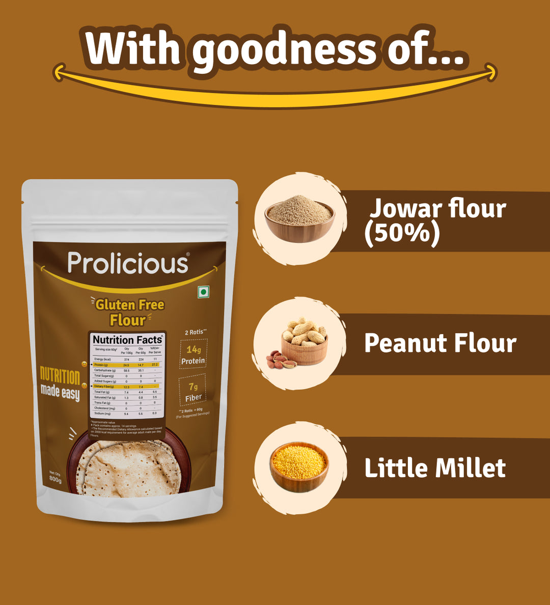 Buy Gluten Free Flour with High Protein & Fiber - Prolicious