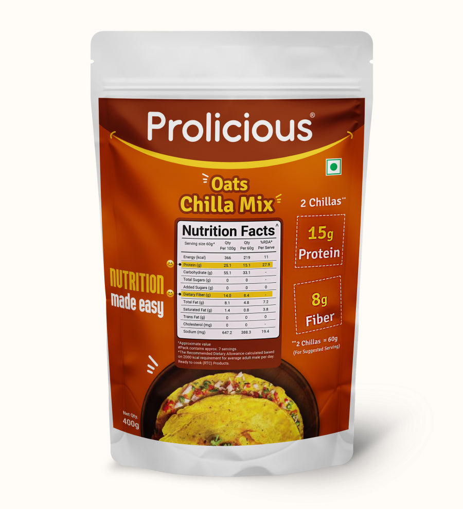 Buy Oats Chilla Mix with High Protein & Fiber - Prolicious