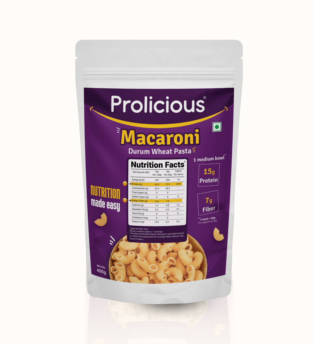 Buy High Protein, High Fiber Macaroni Pasta | Healthy Pasta - Prolicious