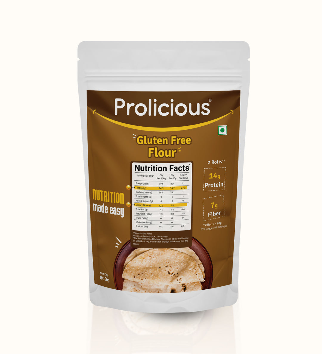 Buy Gluten Free Flour with High Protein & Fiber - Prolicious