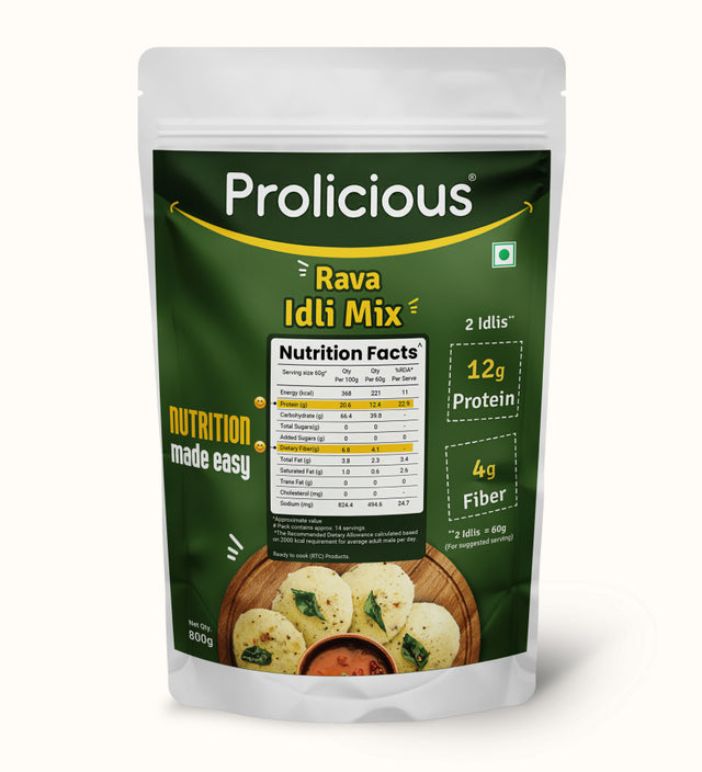 Buy Rava Idli Mix with High Protein & Fiber - Prolicious
