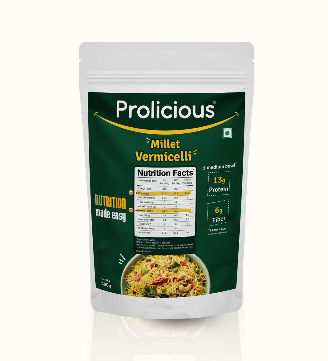 Buy Millet Vermicelli with High Protein & Fiber - Prolicious