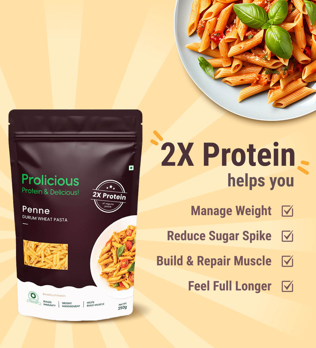 Buy High Protein Penne Pasta | Healthy Pasta - Prolicious
