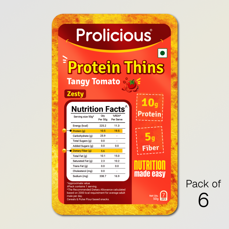 Tangy Tomato Thins | 10g Natural Protein, High Fiber - Prolicious