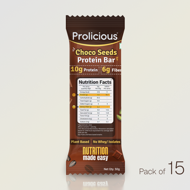 Choco Seeds Bar with 10g Natural Protein & Fiber-Prolicious