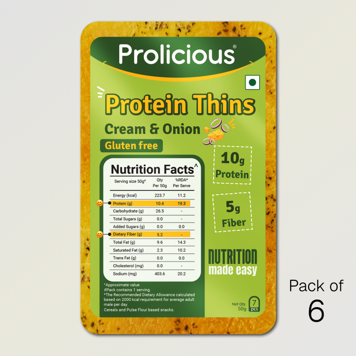 Cream & Onion Protein Thins | 10g Natural Protein | Gluten Free- Prolicious